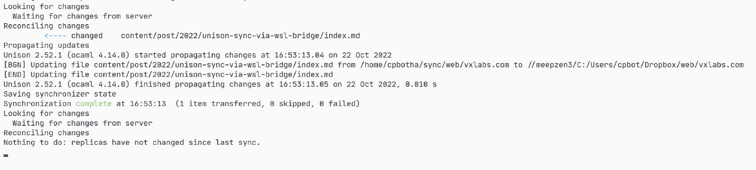 Unison file synchronization directly via the WSL bridge - vxlabs